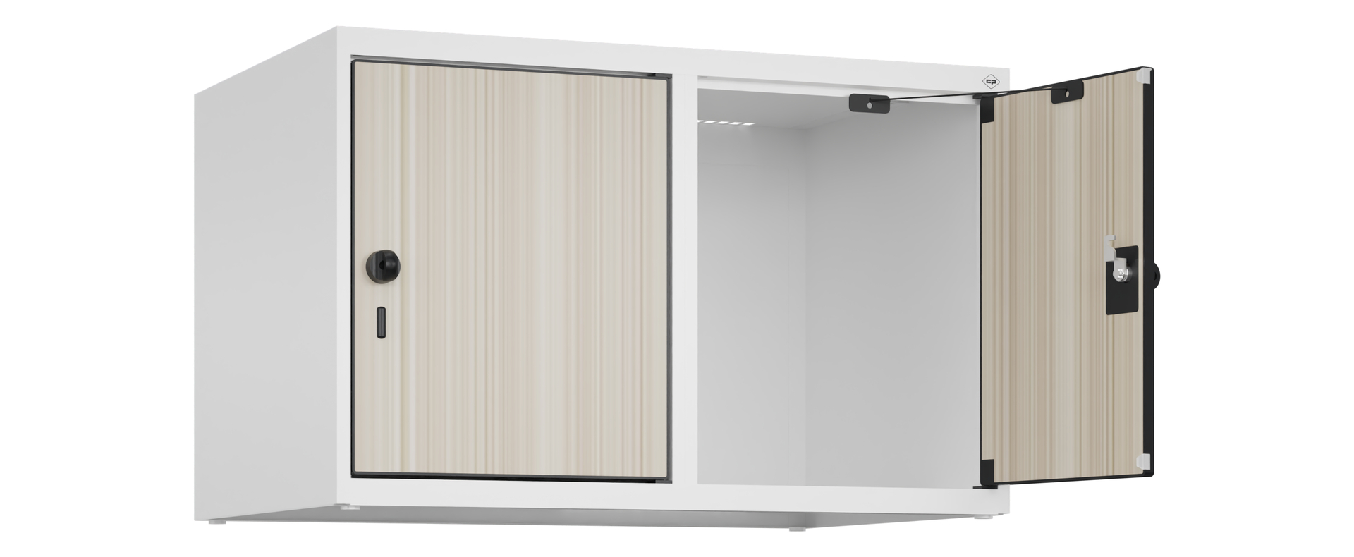C+P Aufsatzschrank Evolo PLUS, 2 Abteile, 500x800x500mm | RAL 9016 Verkehrsweiß | Dekor Sen ...
