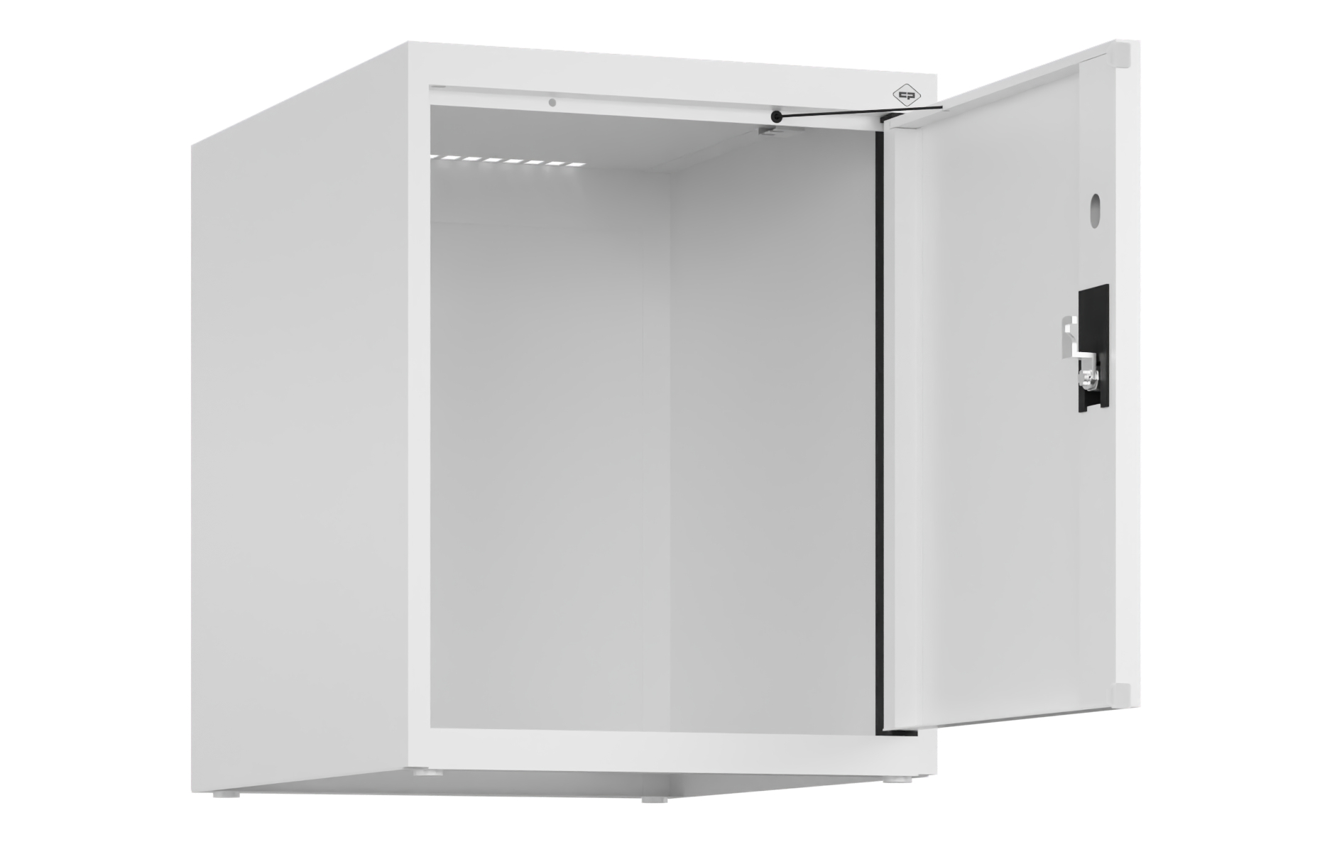 C+P Aufsatzschrank Evolo PLUS, 1 Abteil, 500x400x500mm | RAL 9016 Verkehrsweiß | Dekor Eiche ...