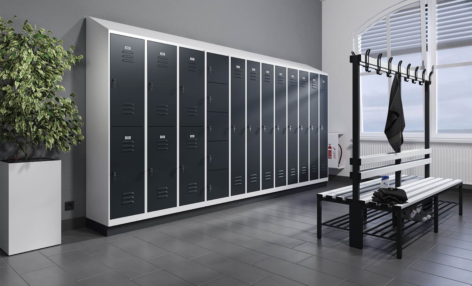 C+P Aufsatzschrank Evolo PLUS, 2 Abteile, 500x600x500mm | RAL 9016 Verkehrsweiß | Dekor Sen ...